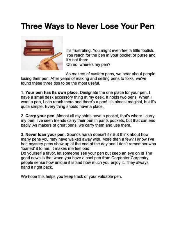 3 Ways to Never Lose Your Pen – Carpenter Carpentry LLC